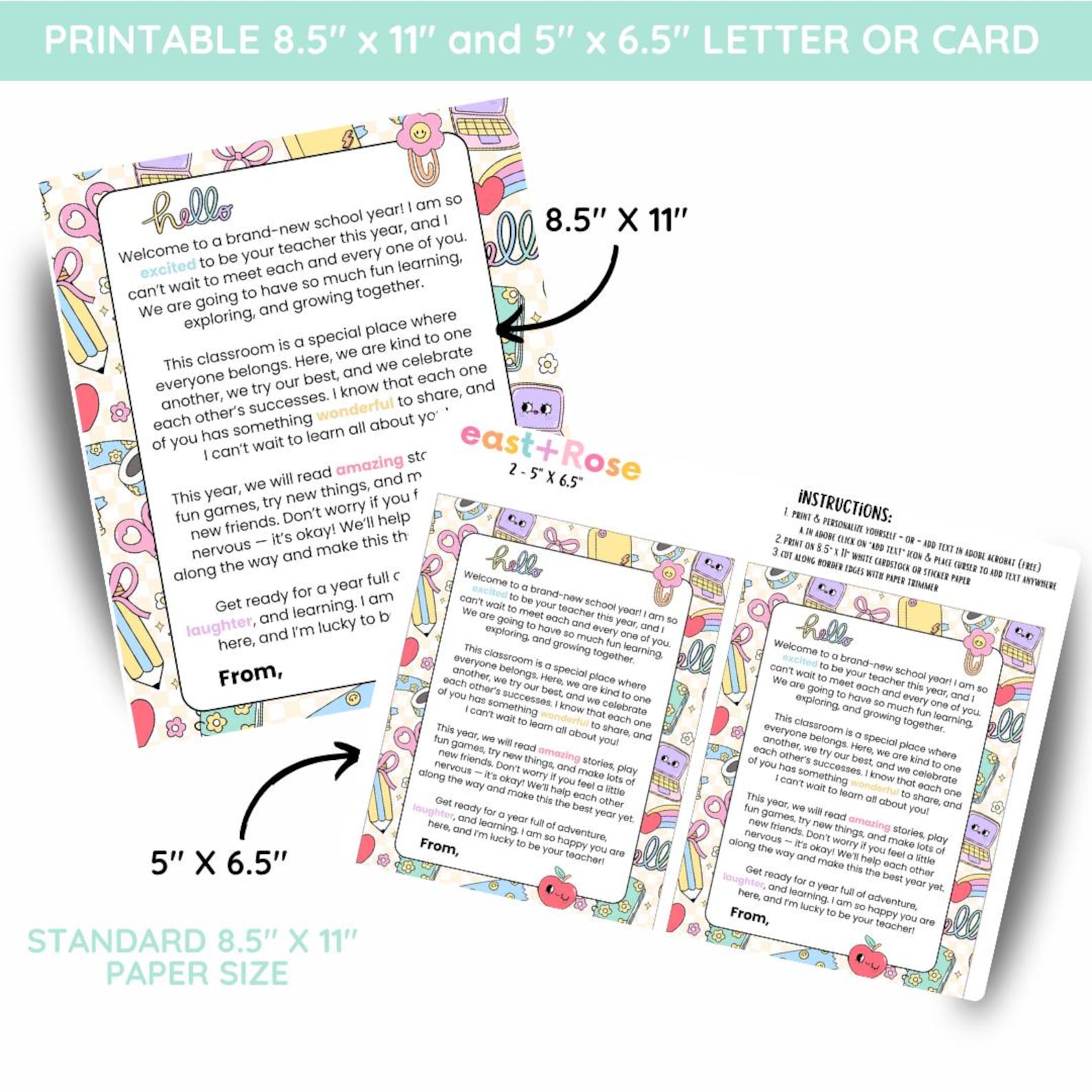 Editable Welcome to School Letter From Teacher (PDF) - Etsy