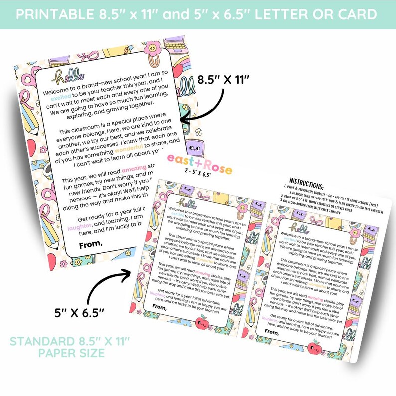 Editable Welcome to School Letter From Teacher (PDF) - Etsy