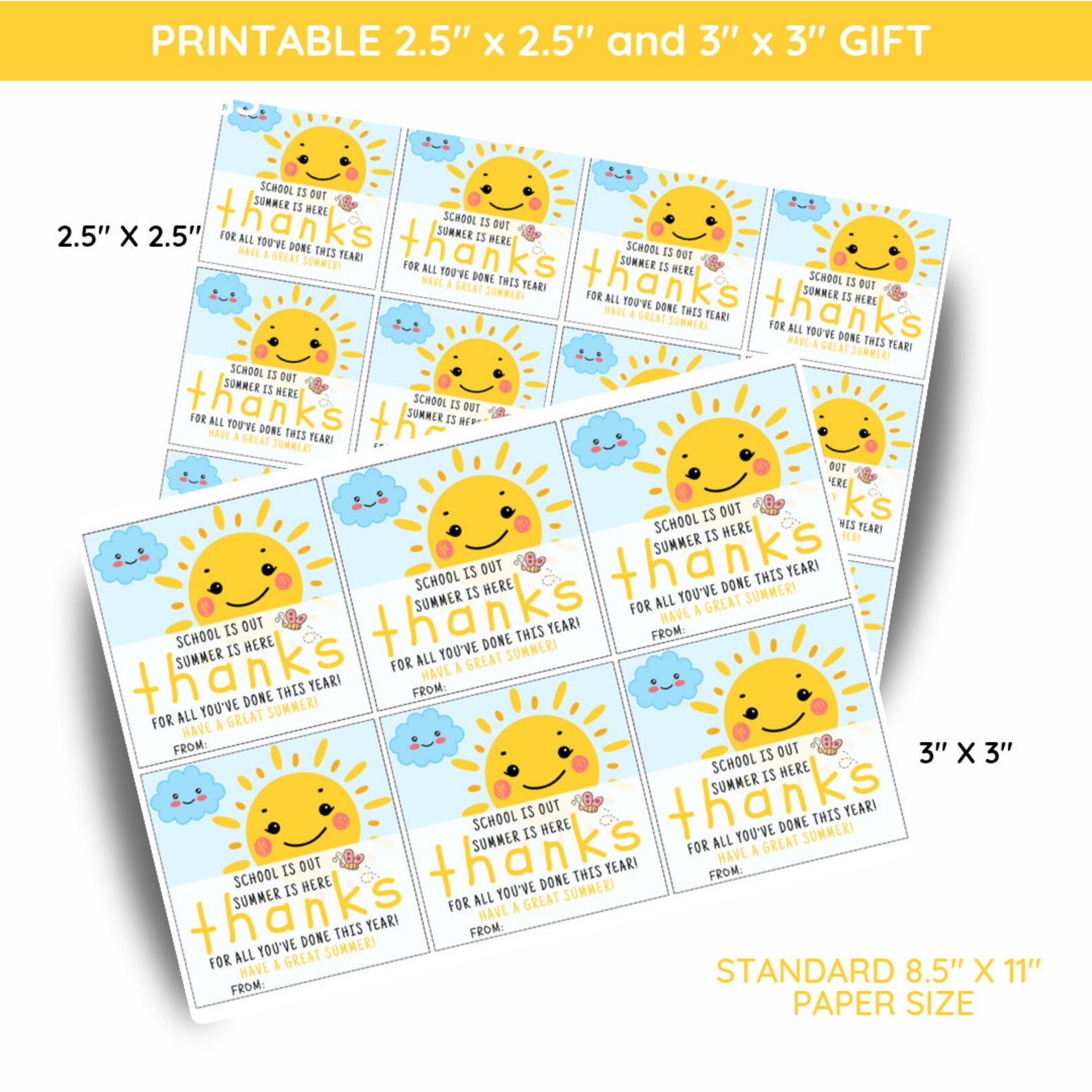 Teacher Thank You Gift Tags: End of Year Printable (PDF) - Etsy