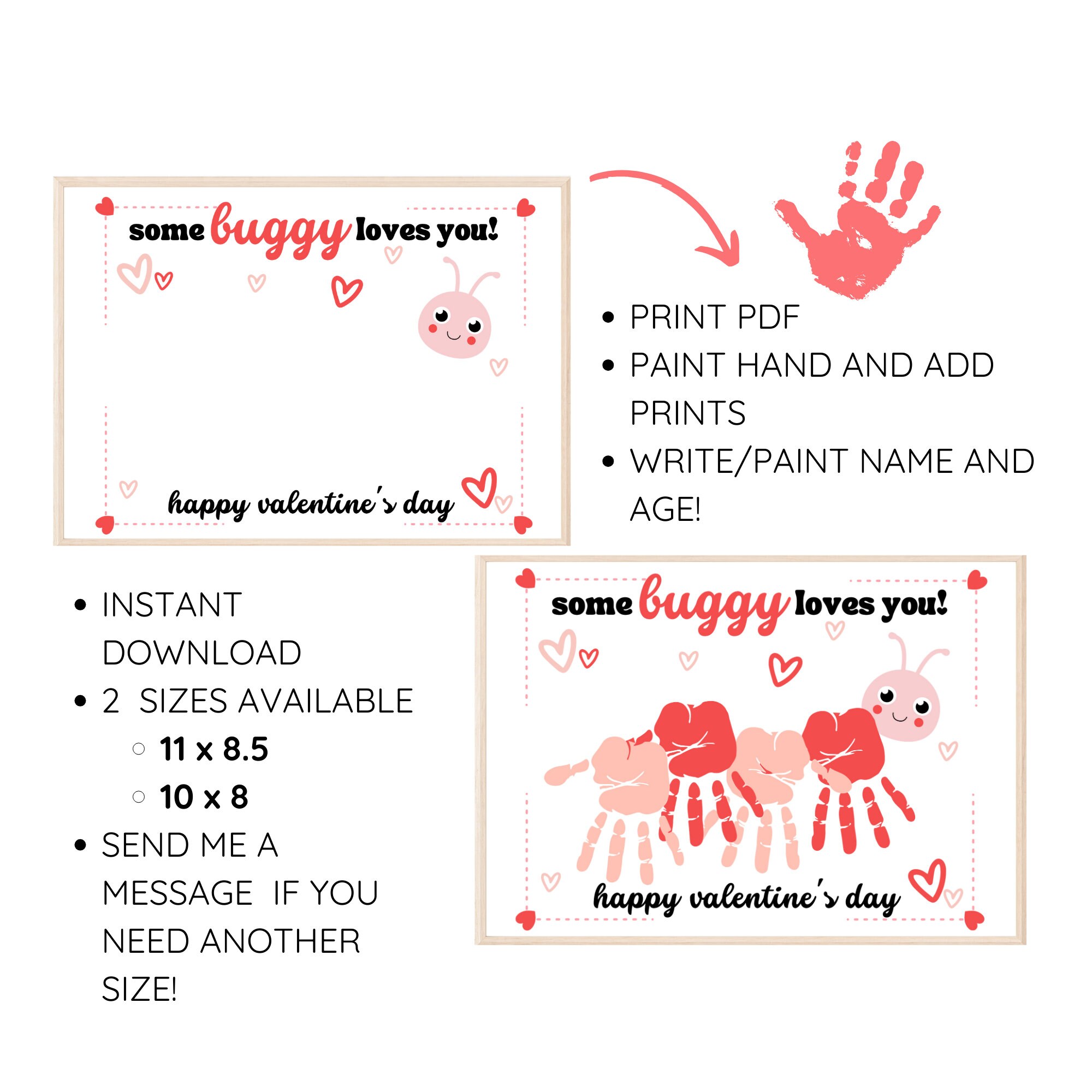 PRINTABLE Valentines Day Handprint Art Craft for Kids, Keepsake Art ...