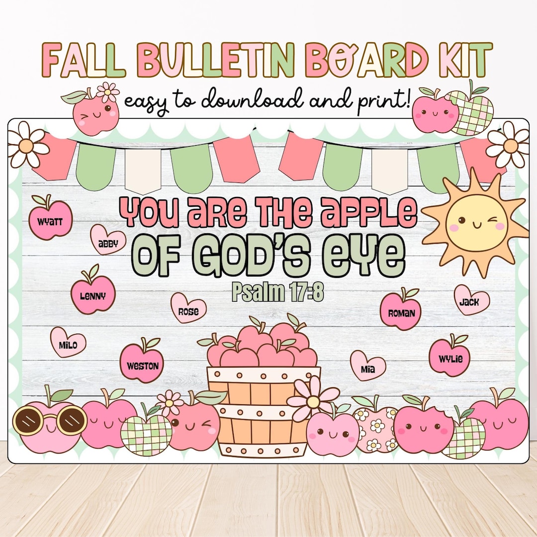 Christian Fall Bulletin Board Kit: Bible Verse Apple Decor (digital ...