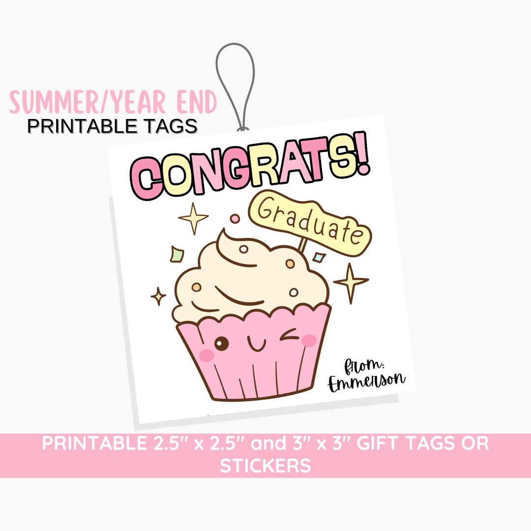 Personalized Graduation Gift Tags, Congrats Grad (printable PDF) - Etsy