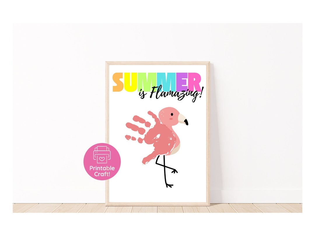 Flamingo Handprint Art: Kids Summer Activity (PDF) - Etsy