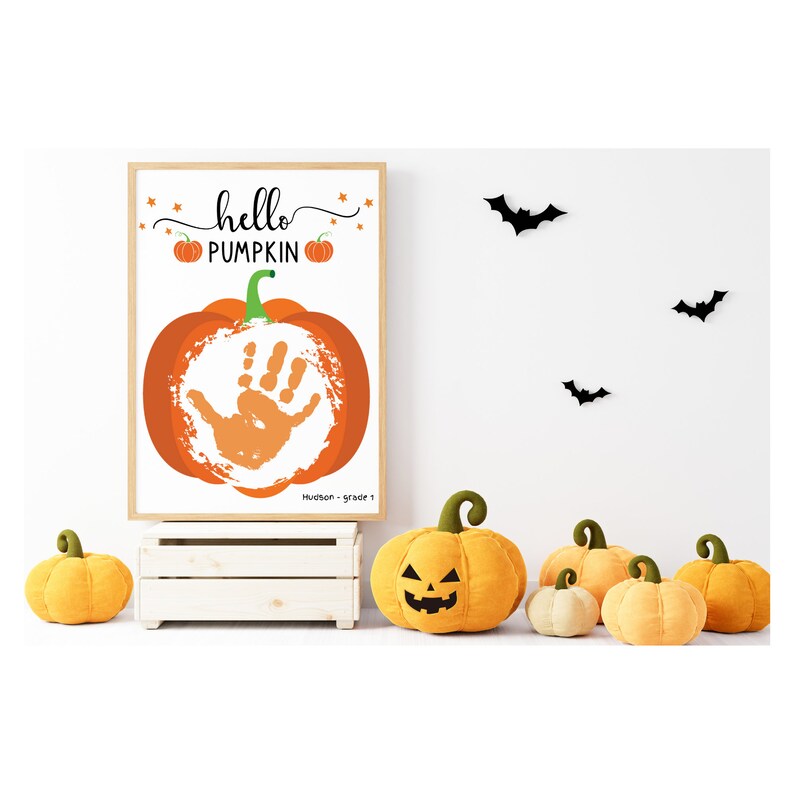 Halloween Pumpkin Handprint Art: Toddler Baby Craft (PDF) - Etsy