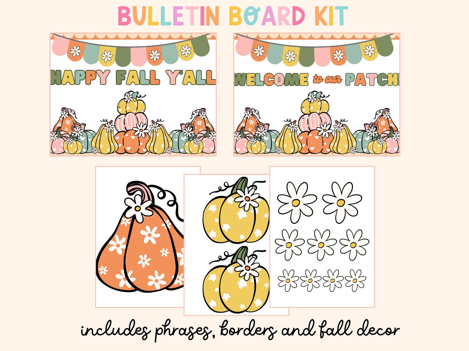 Happy Fall Y'all Bulletin Board Kit: Classroom Decor (digital Download ...
