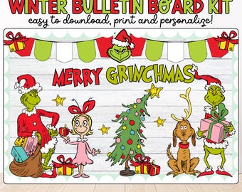 Grinch Christmas Bulletin Board Kit: Editable Classroom Decor (digital Download) - Etsy