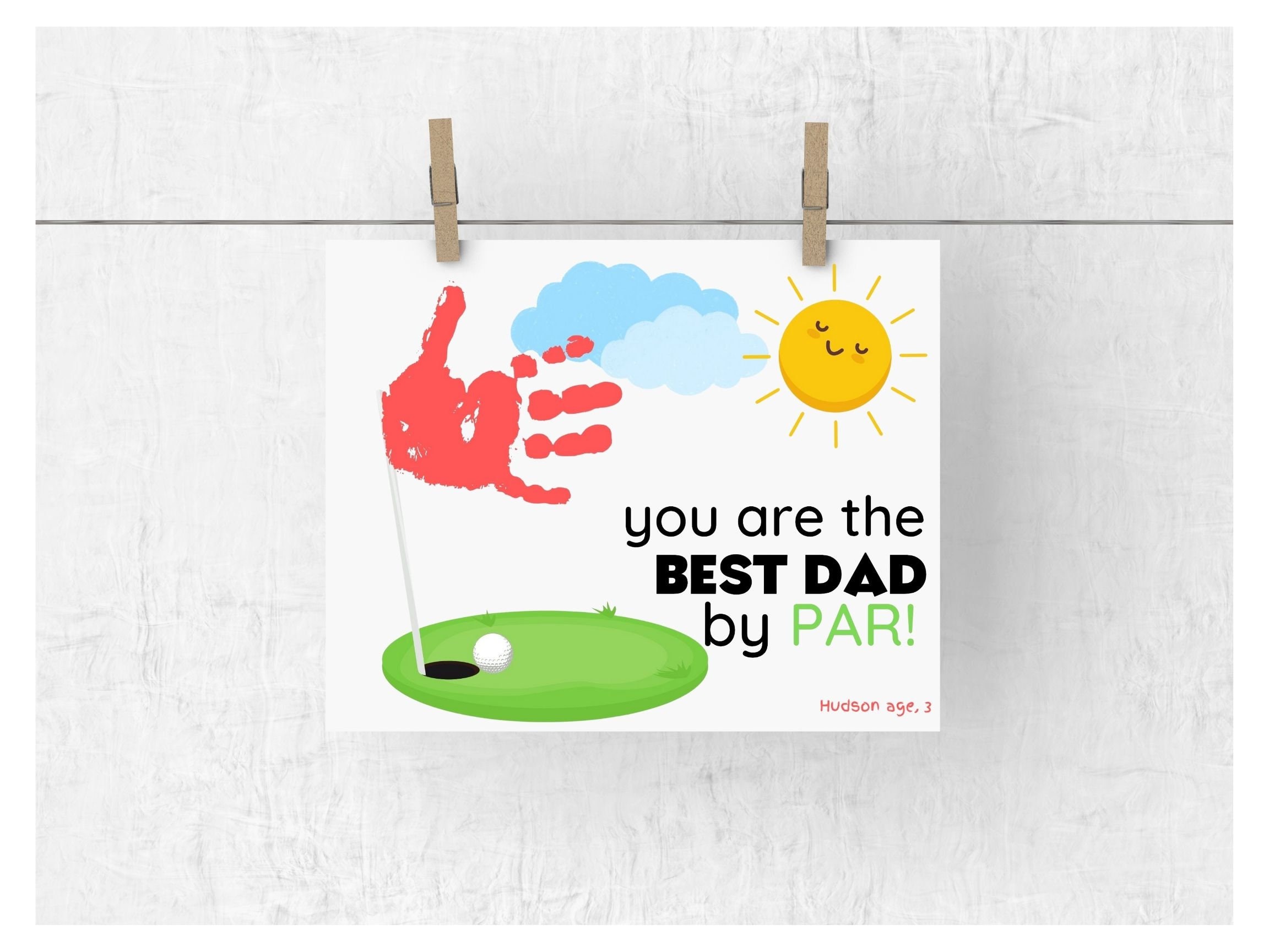Golf Card for Dad Fathers Day Handprint Craft Dad Handprint Art Fathers ...