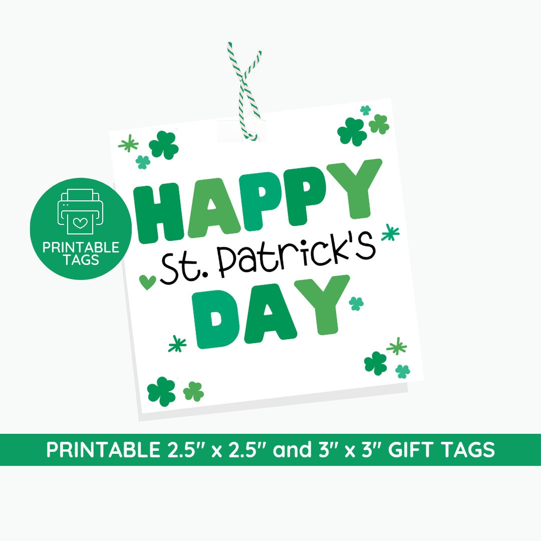 Printable Happy St Patricks Day Gift Tag, St Patricks Day SWEET Treat ...