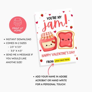Printable Happy Valentines Day Gift Tag, You're My Jam Valentines Day ...