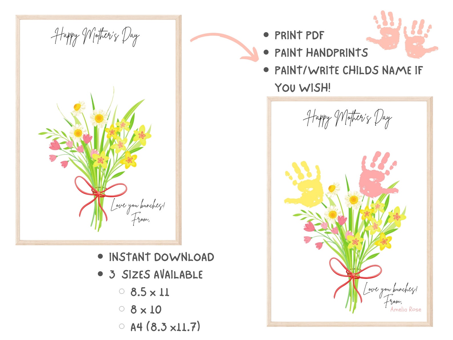 Mothers Day Handprint Art Bundle Kids Baby Footprint Art Mother's Day ...