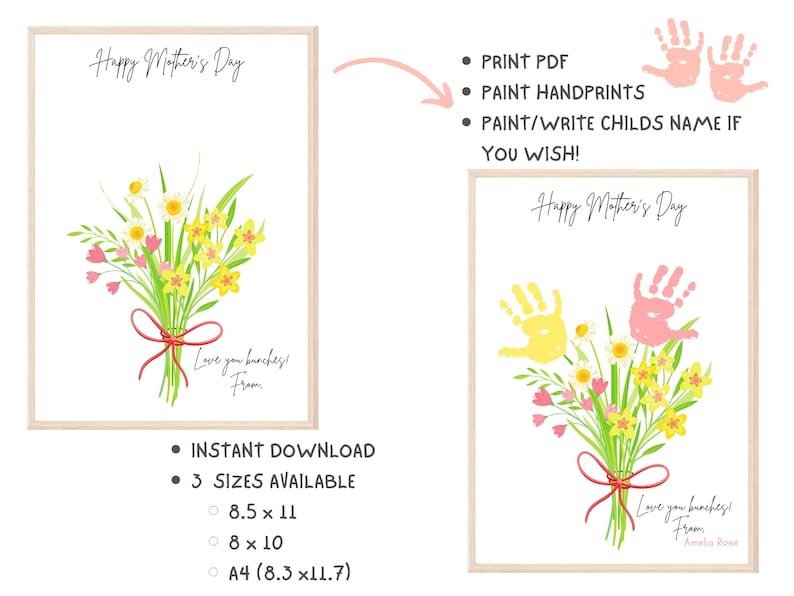 Mothers Day Handprint Art Bundle Kids Baby Footprint Art - Etsy