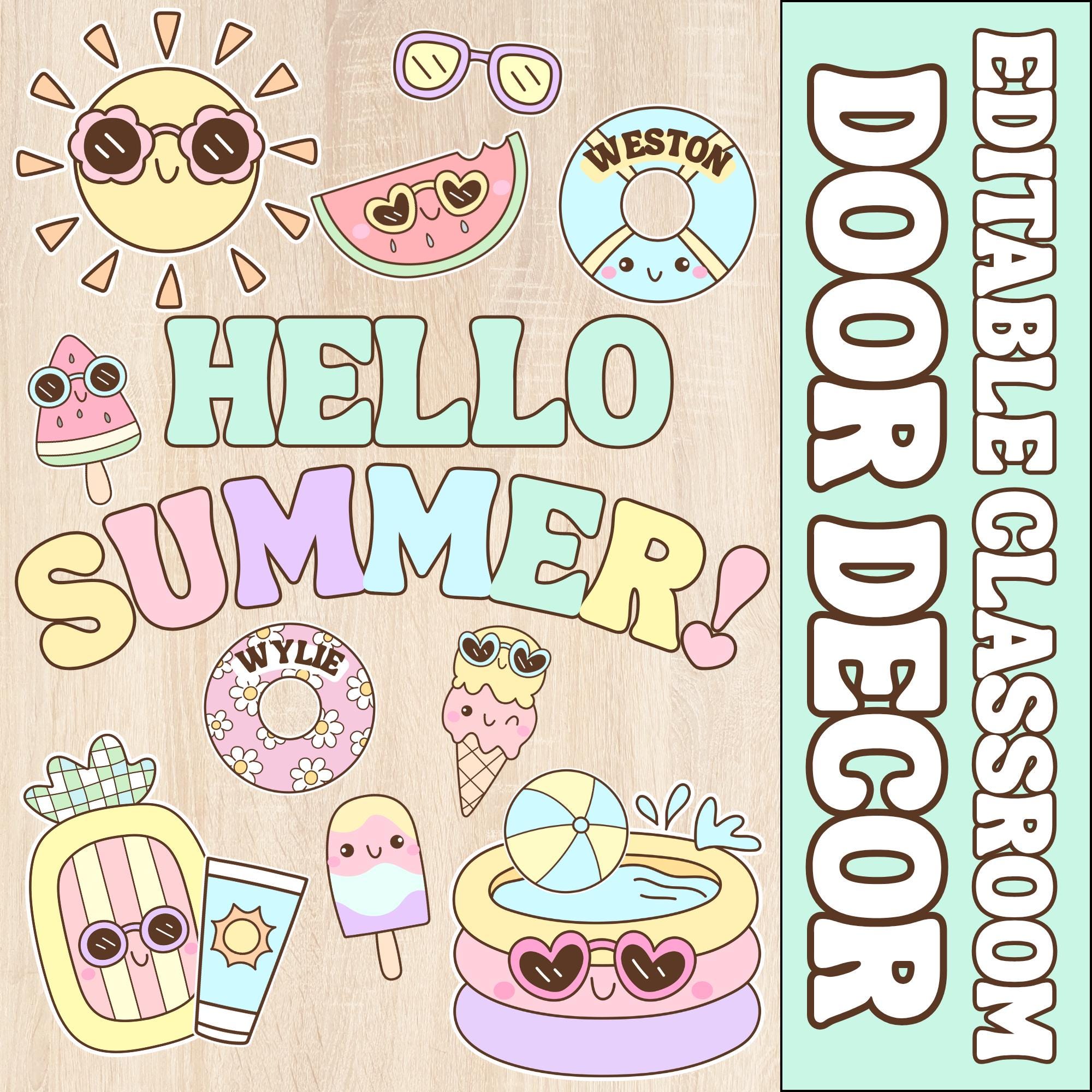 Hello Summer Door Decor Kit: End of the Year Classroom Decor (digital ...