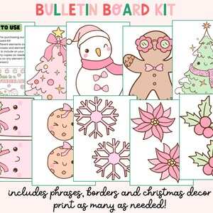 Pink Christmas Bulletin Board Kit: Merry & Bright Classroom Decor ...