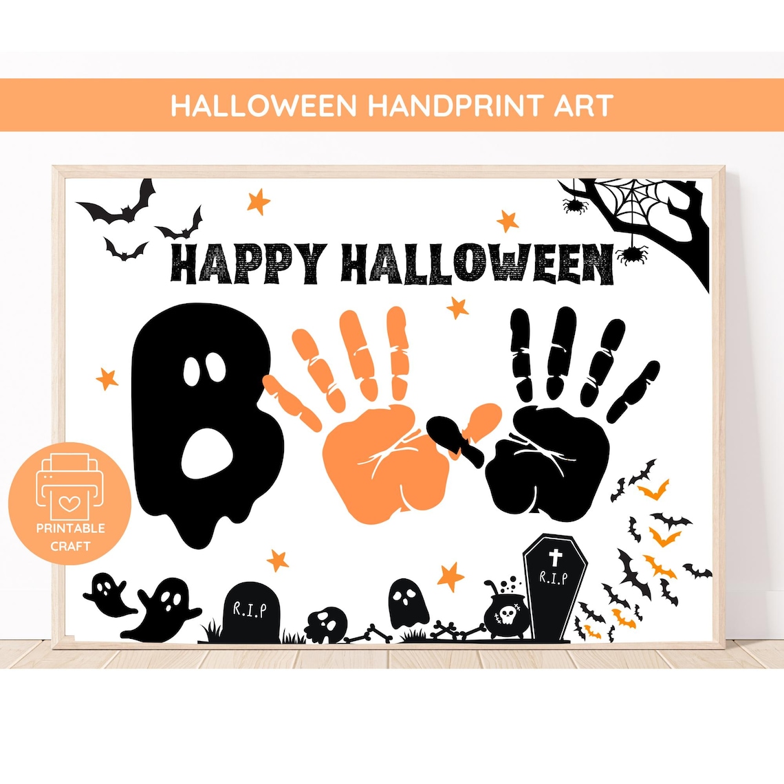 Halloween Handprint Craft: BOO Activity, Classroom Decor (PDF) - Etsy