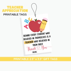 Teacher Appreciation TAGS, TEACHER Thank You Gift Tag, End of School ...