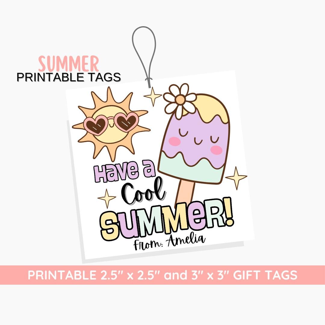 Popsicle Summer Gift Tag, End of School Party Favor (digital Download ...