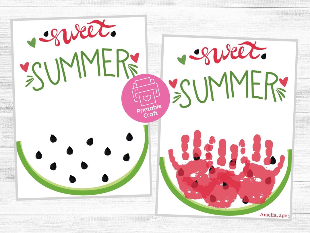 Watermelon Handprint Art: Summer Kids Craft (digital Download) - Etsy
