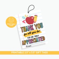 Teacher Appreciation TAGS, TEACHER Thank You Gift Tag, End of School ...