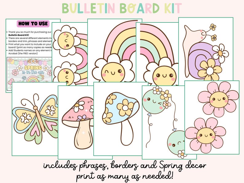 Spring Bulletin Board Kit: Classroom Decor (digital Download) - Etsy