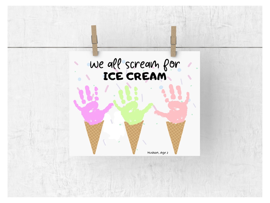 Ice Cream Handprint Art Toddler Preschool Craft Summer Craft Summer ...