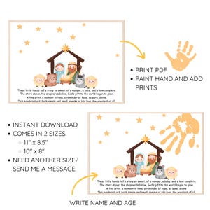 Christmas Nativity Handprint Art: Sunday School Keepsake (digital ...