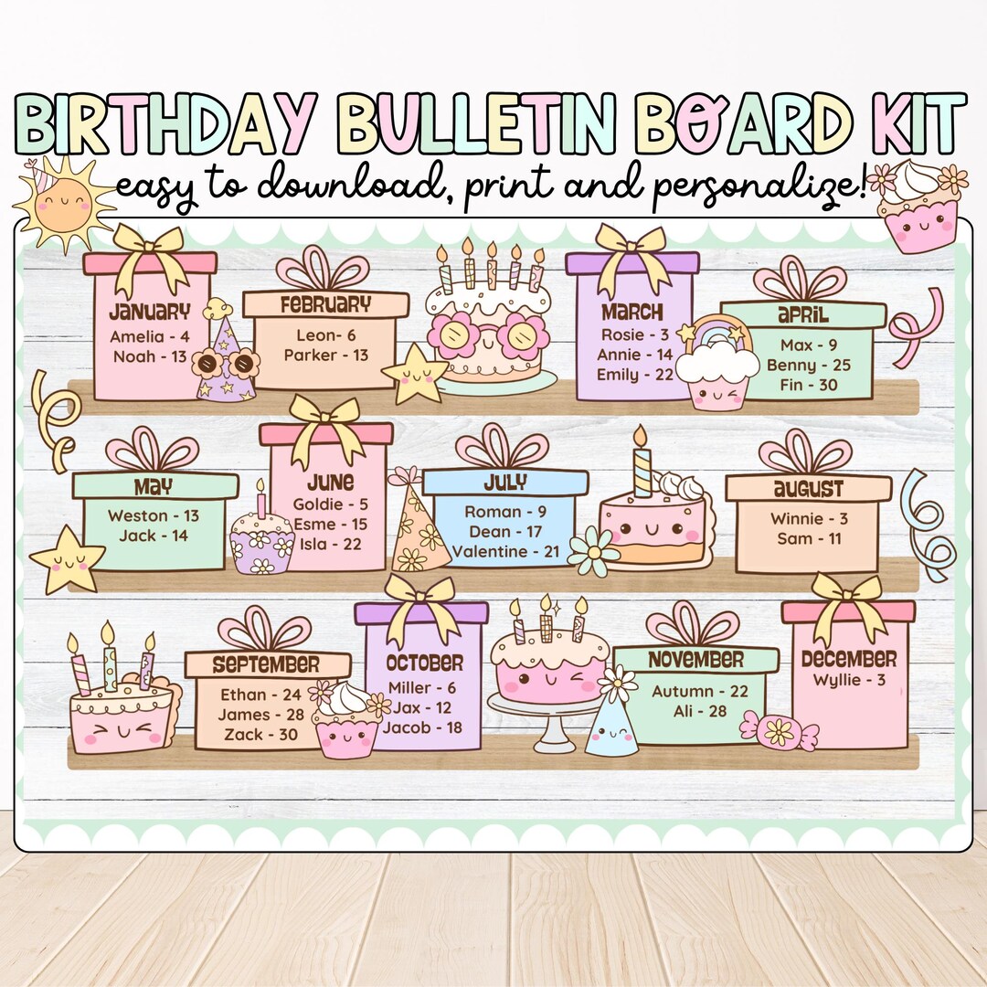 Bookshelf Birthday Bulletin Board Kit: Printable Classroom Decor ...