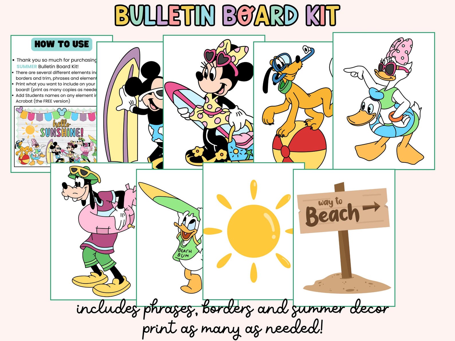 End of Year Bulletin Board Kit: Summer Class Decor (digital Download ...