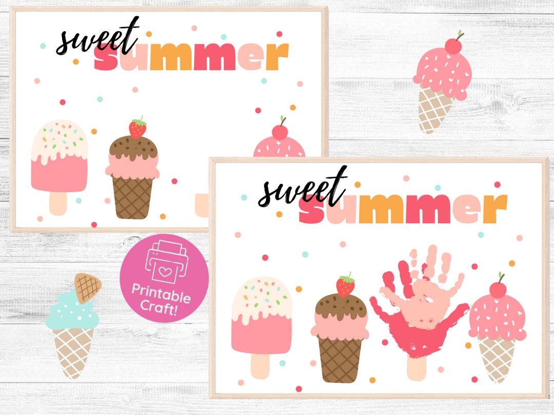 Handprint Ice Cream Summer Craft | Kids Art Activity (PDF) - Etsy