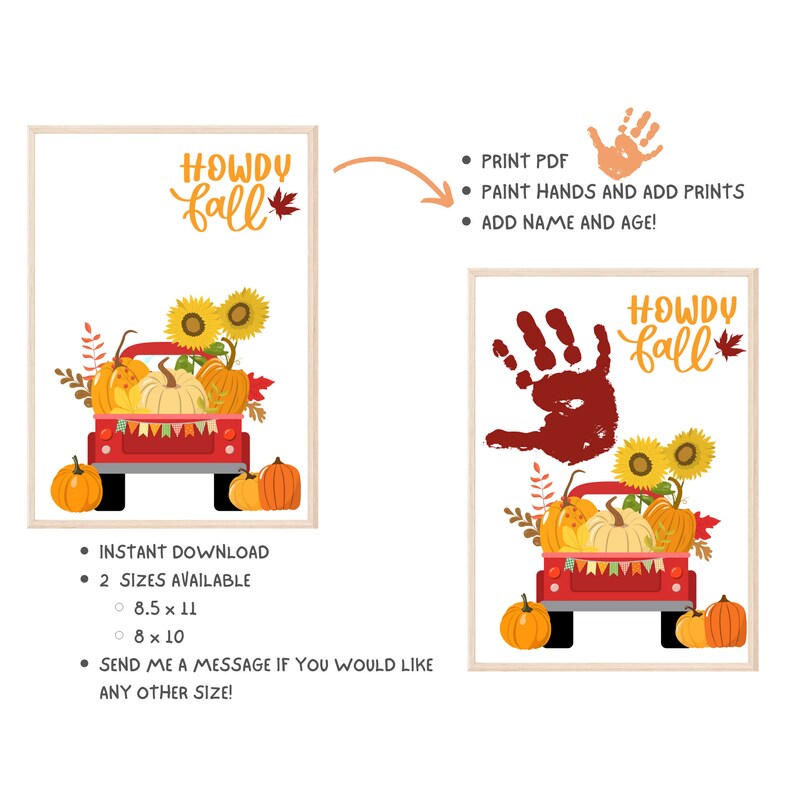 Howdy Fall Truck Handprint Craft | Kids Activity (digital Download) - Etsy