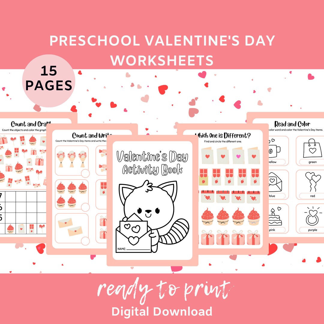 Valentine's Day Preschool Packet, Preschool Worksheets, Preschool ...