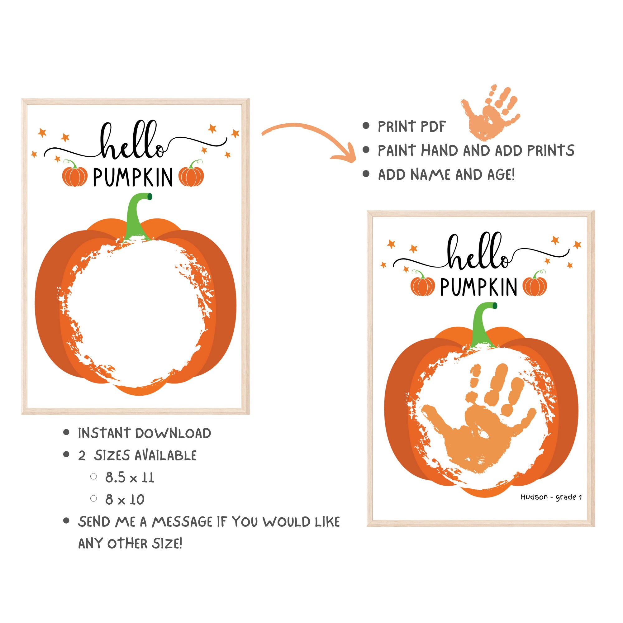 Pumpkin Handprint Craft Hello Pumpkin Halloween Handprint Art Preschool ...