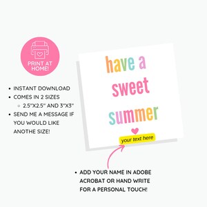 Have a Sweet Summer | End of School Year Gift Tag | Last Day of School ...