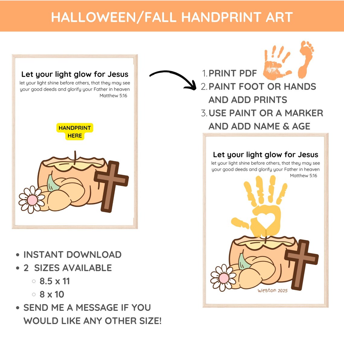 Christian Halloween Handprint Art: Sunday School Pumpkin Craft (PDF ...