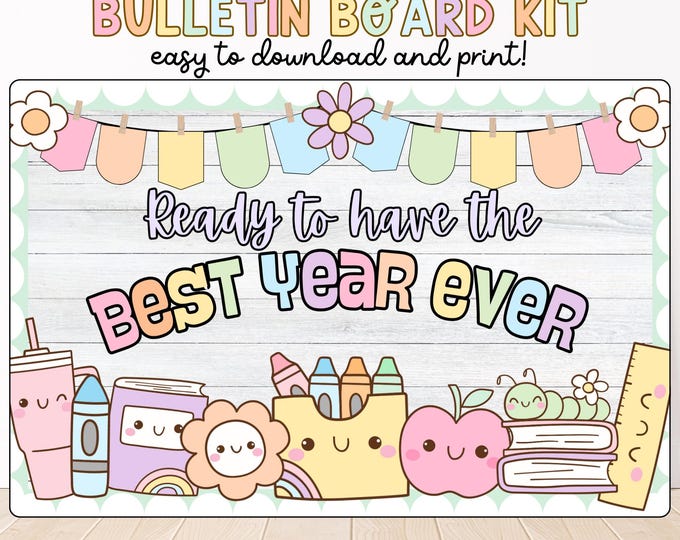 Welcome Back to School Bulletin Board Kit Retro Rainbow Classroom Decor ...