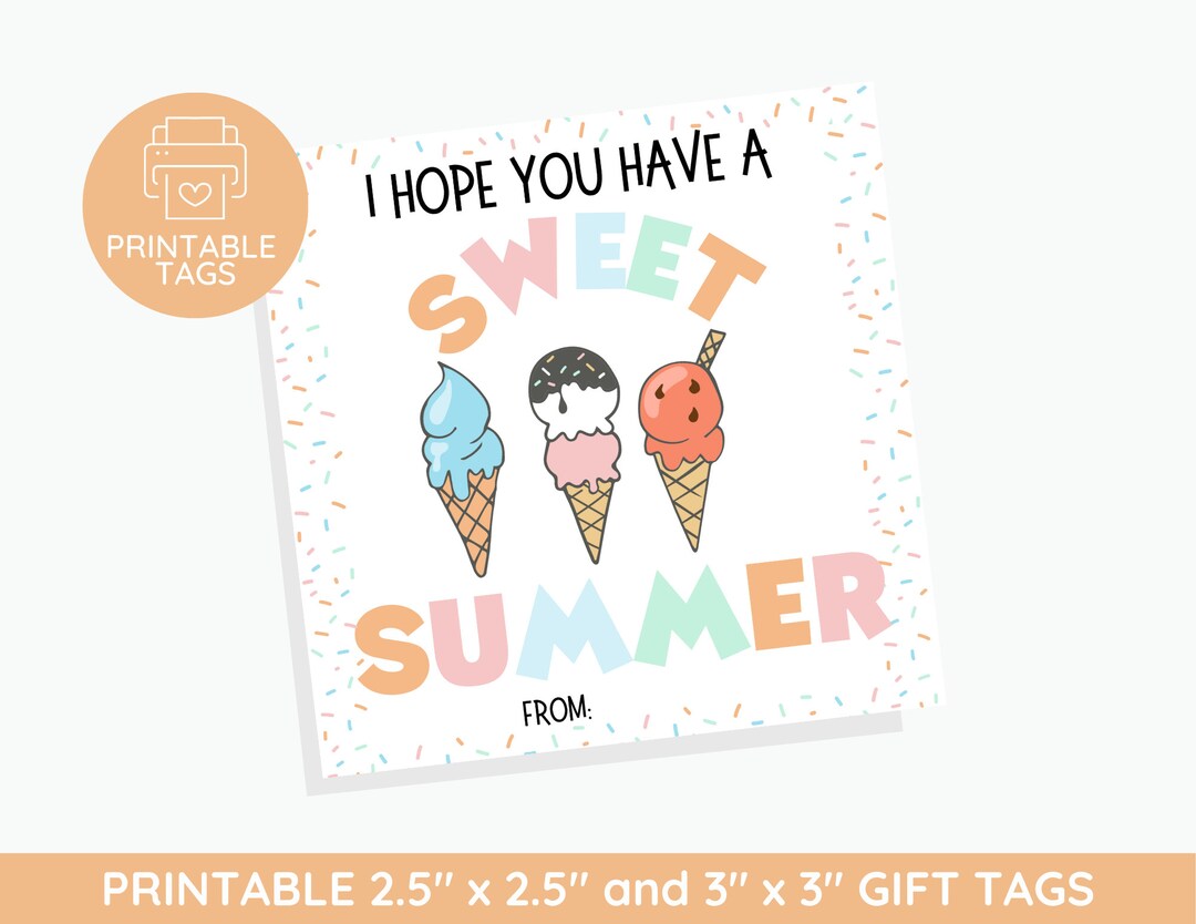Thank You Tag Ice Cream Gift Tags End of School Year - Etsy