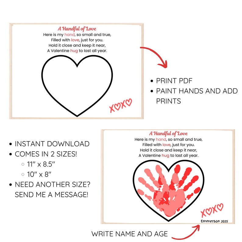 Valentine's Handprint Poem Art: DIY Kid Craft (digital Download) - Etsy