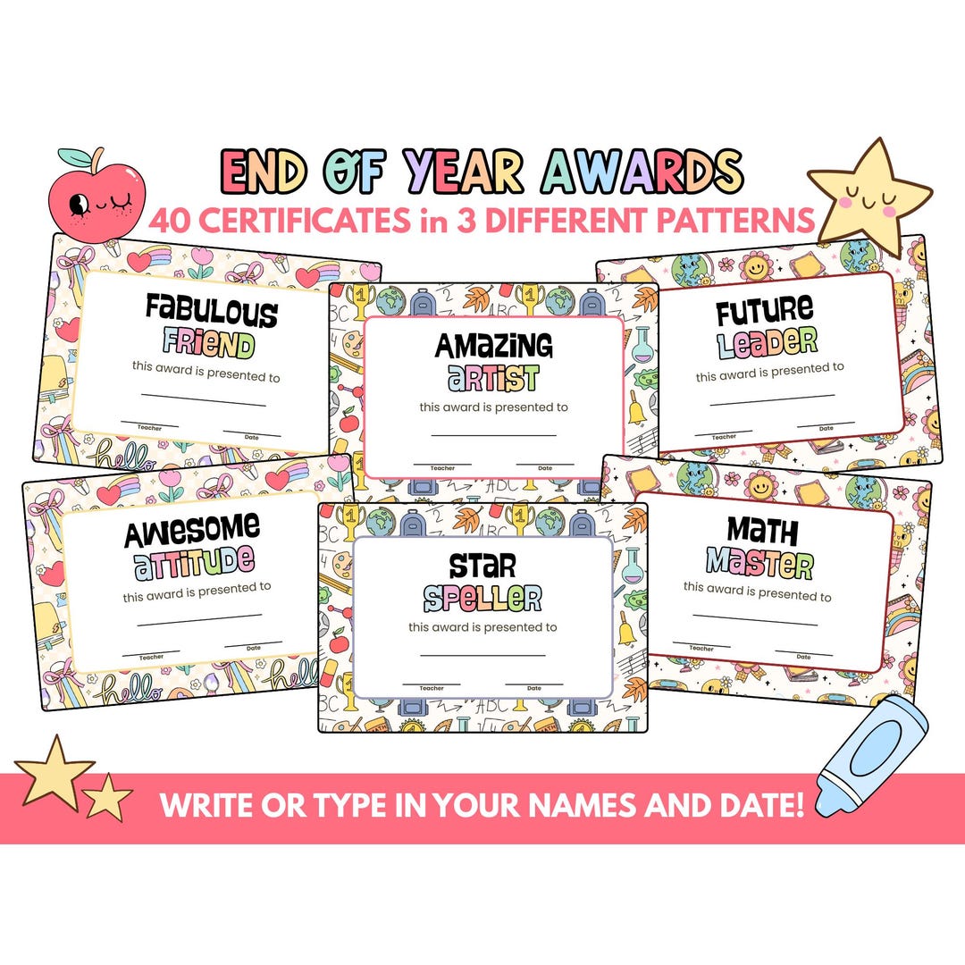 End of Year Student Award Certificates: Printable Classroom Recognition ...