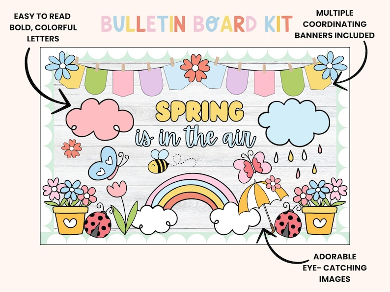 Spring Classroom Bulletin Board Kit: Printable Decor (digital Download ...