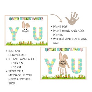 Easter HANDPRINT ART, Printable Easter Bunny Handprint Craft, Easter ...