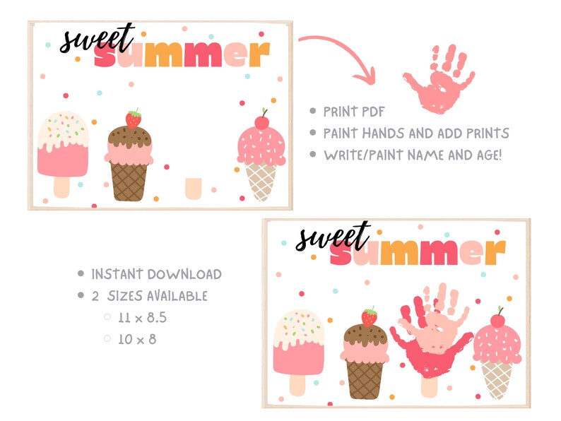 Summer Handprint Ice Cream Craft: Kids Art Activity (digital Download ...