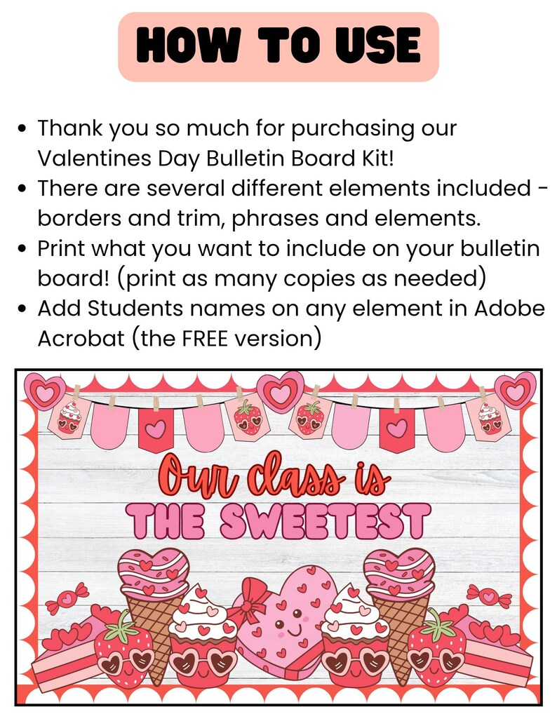 Valentine's Day Bulletin Board Kit: February Classroom Decor (printable ...