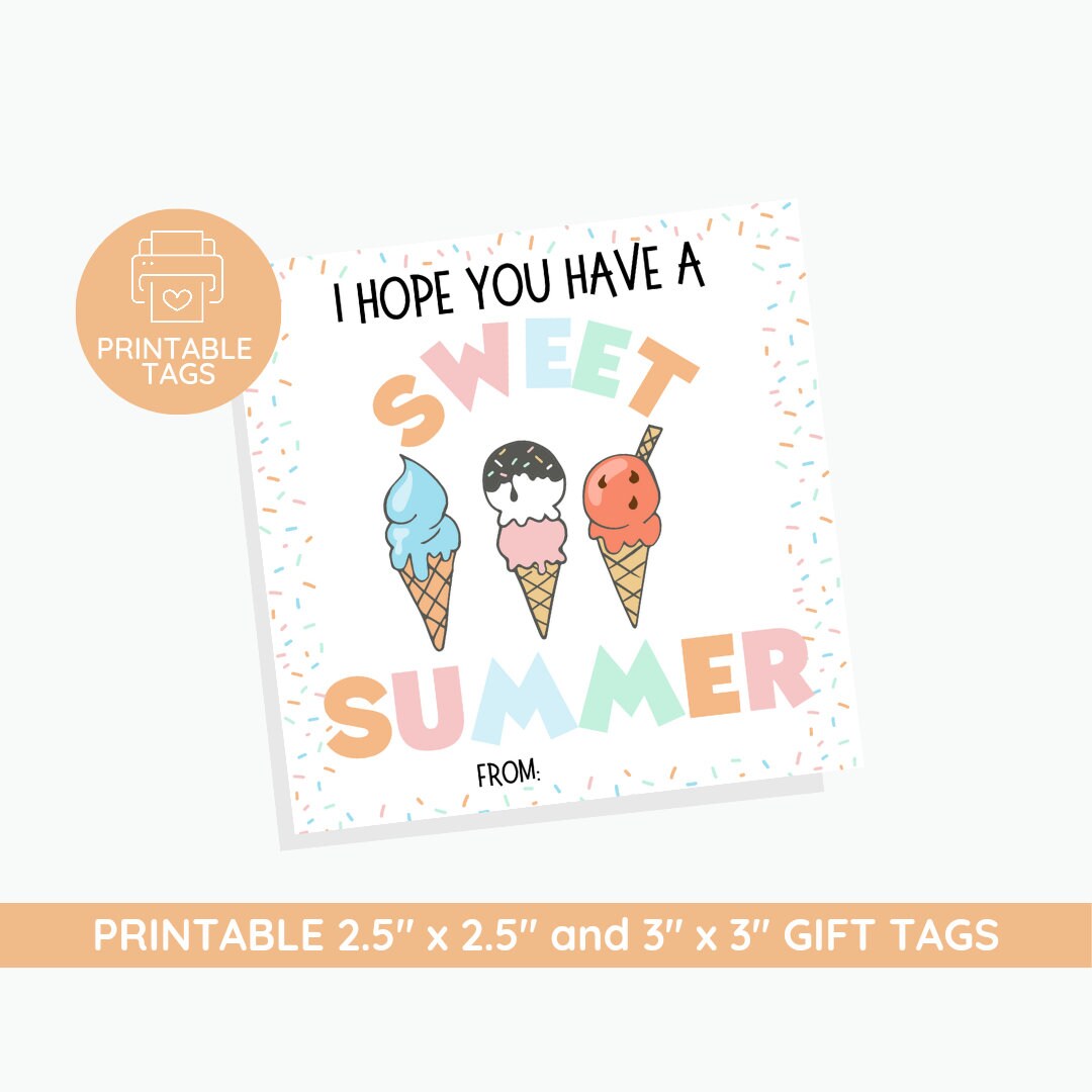 Thank You Tag | Ice Cream Gift Tags | | End of School Year Class Tags ...