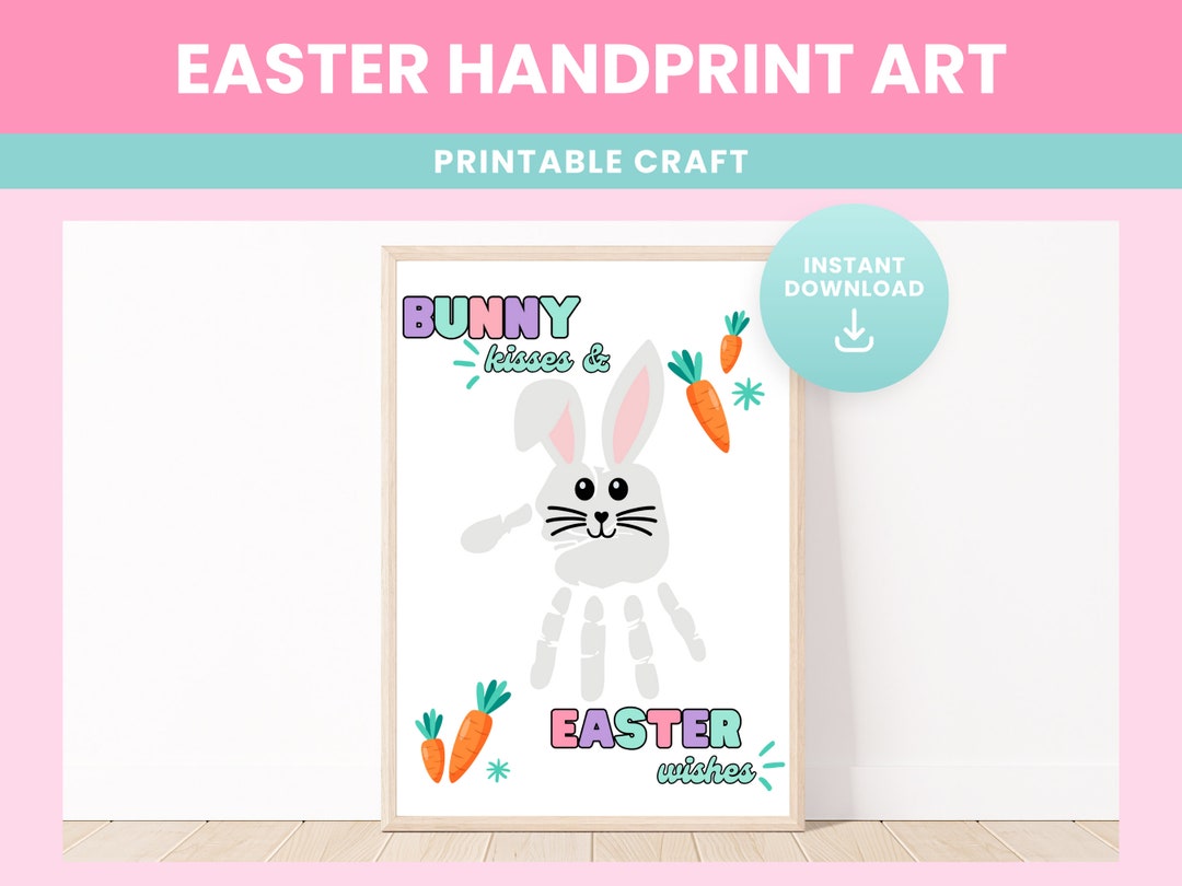 Easter HANDPRINT ART, Printable Easter Bunny Handprint Craft, Easter ...