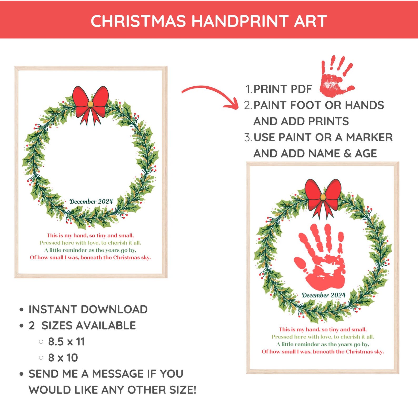 Christmas Handprint Poem: Holiday Craft Activity (digital Download) - Etsy