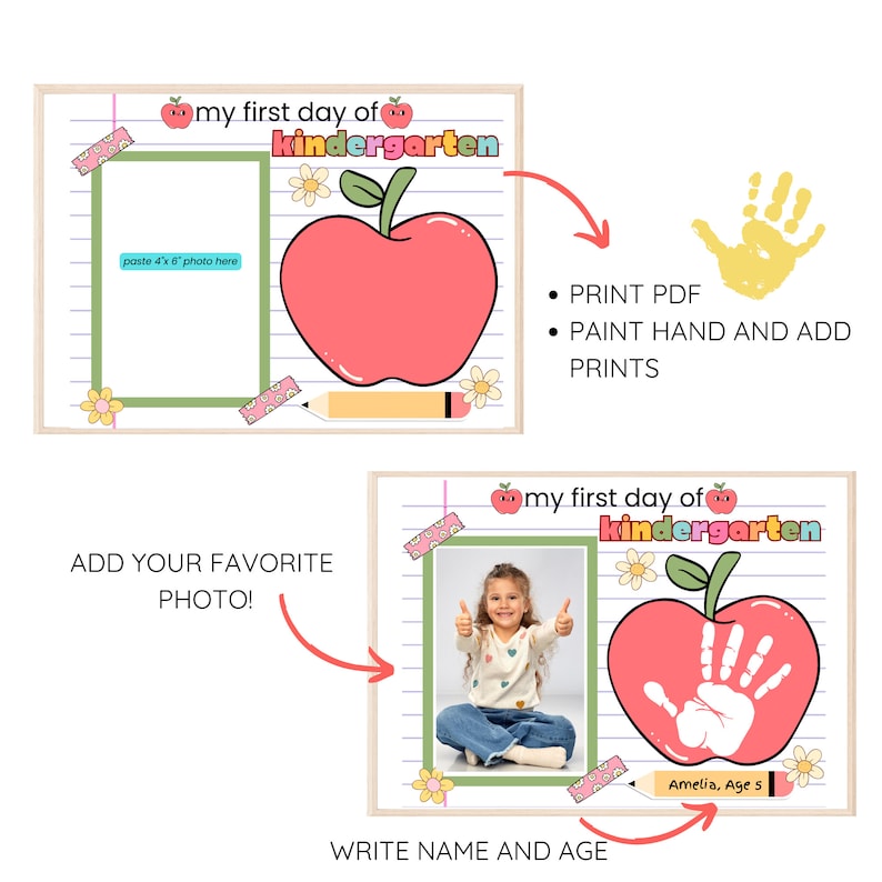 First Day of School Handprint Craft Back to School Printable Memory ...