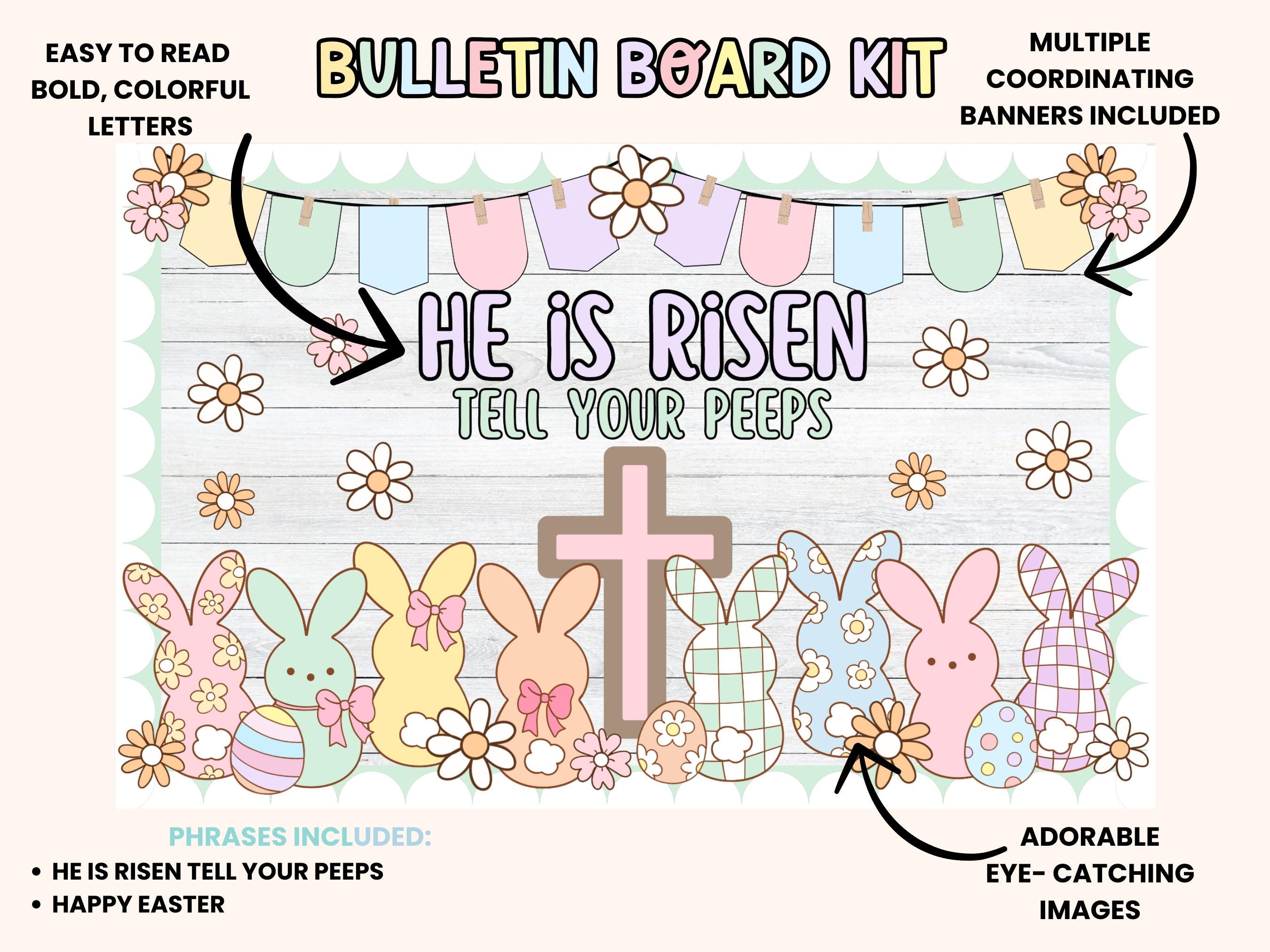 Easter Bulletin Board Kit: He is Risen Church Decor (digital Download ...