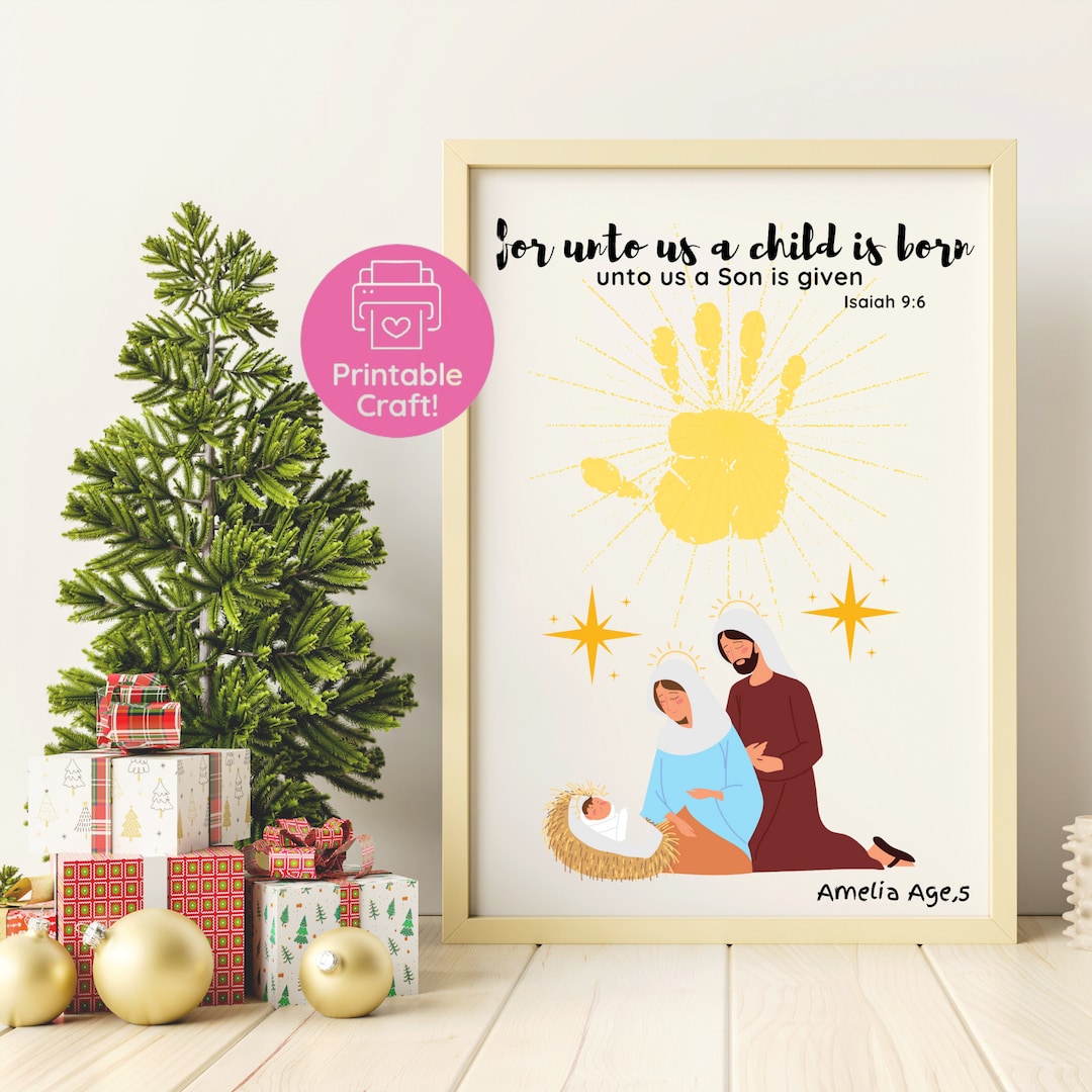 Baby Jesus Christmas Craft, Printable Nativity Christmas Handprint Art ...