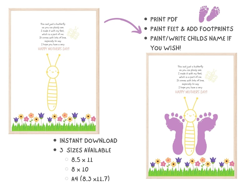 Printable Mothers Day Handprint Poem Gift for Mom - Etsy Canada