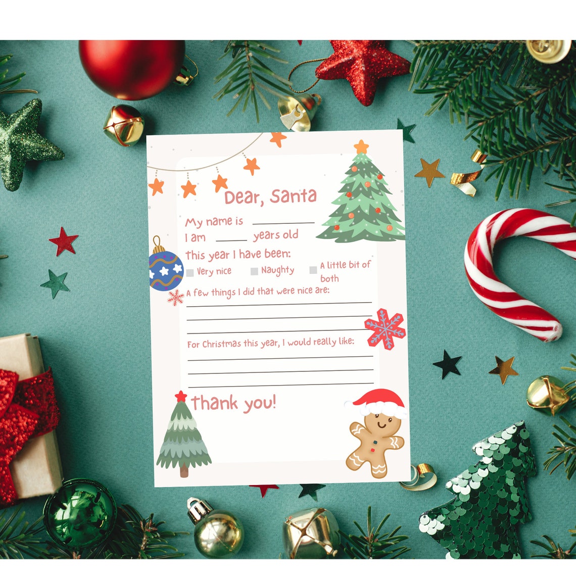 Letter to Santa, Printable Letter to Santa, Christmas Wish List ...