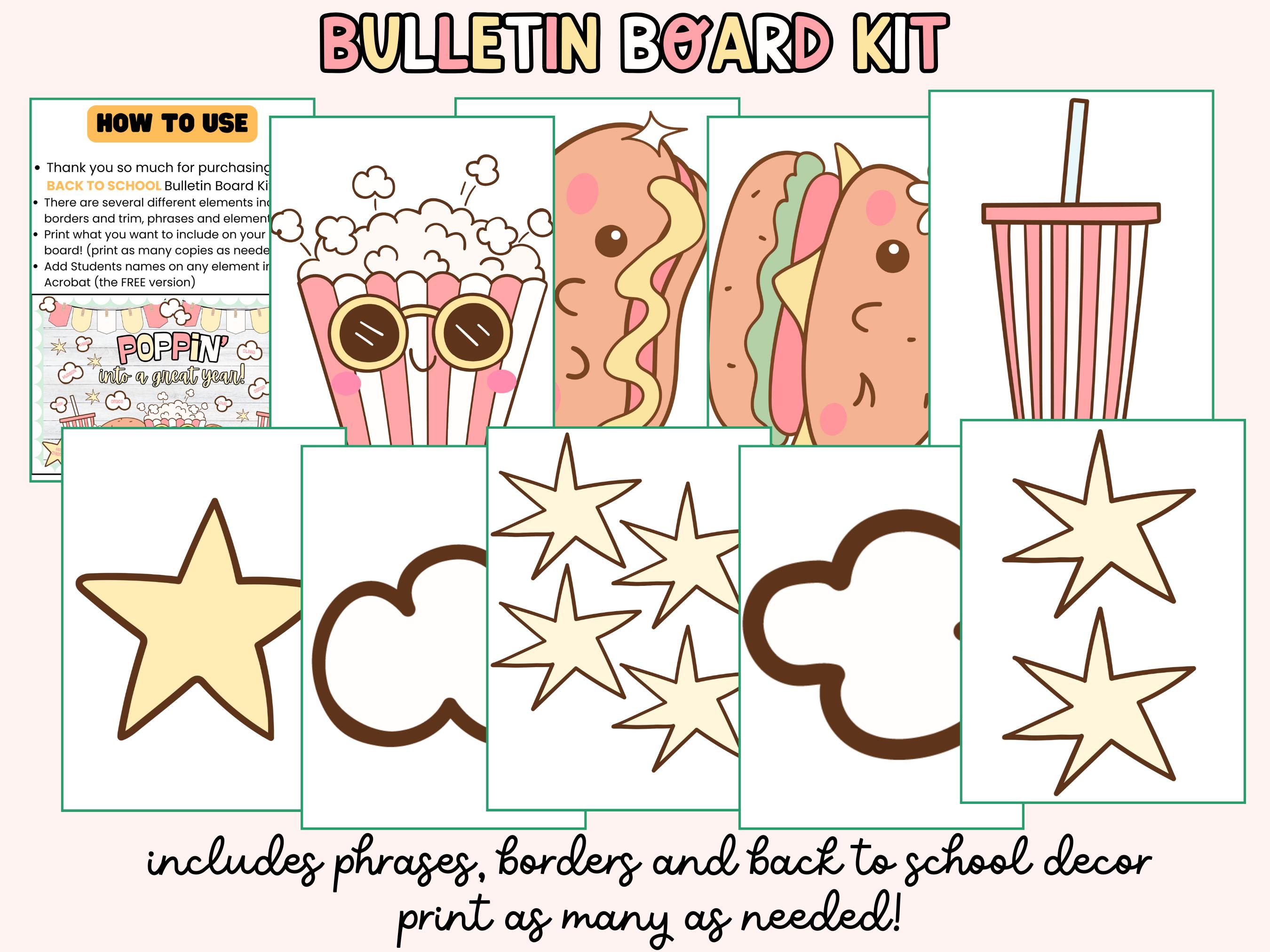 Popcorn Back to School Bulletin Board Kit: Classroom Door Decor (PDF ...